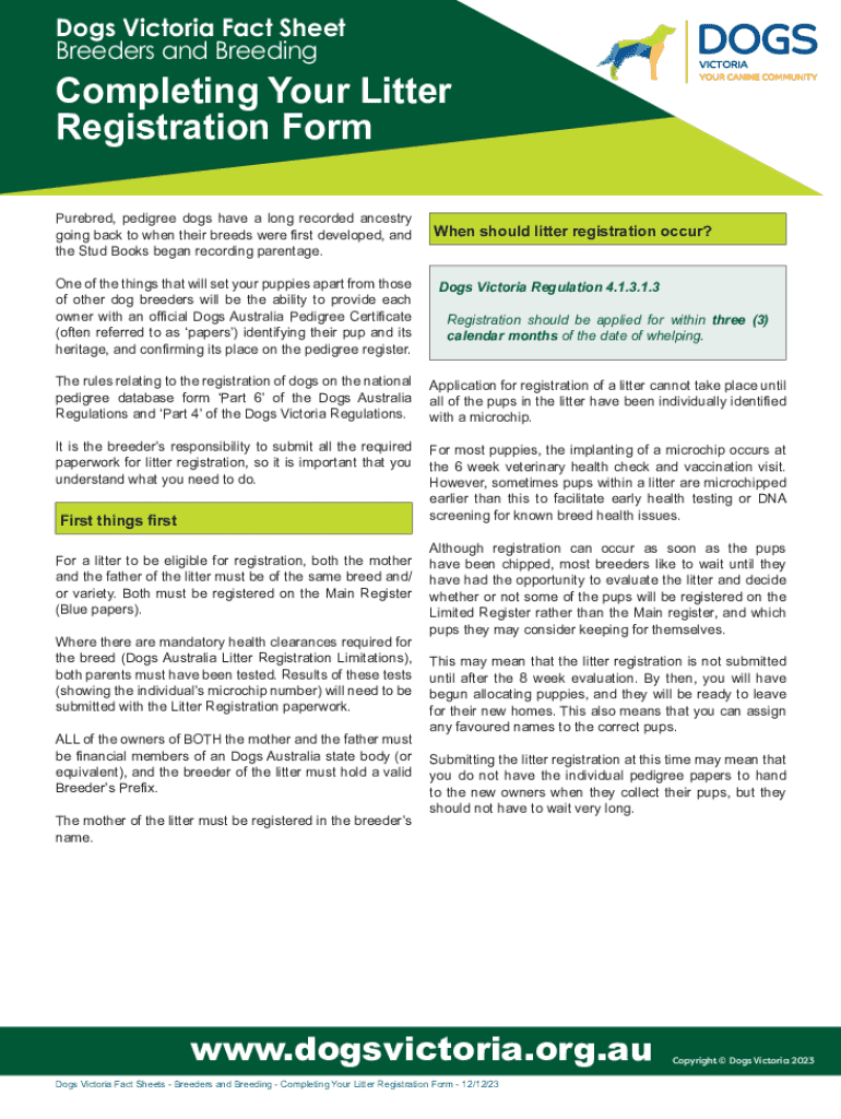 Fillable Online Completing Your Litter Registration Form Fax Email ...