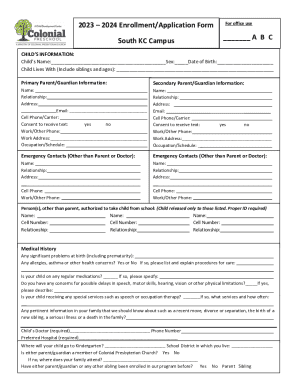 Fillable Online 2023 2024 Enrollment/Application Form Fax Email Print ...
