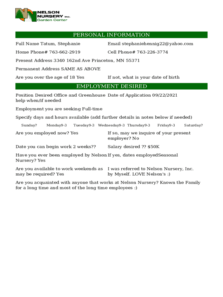 Fillable Online Full Name Tatum, Stephanie Fax Email Print - pdfFiller