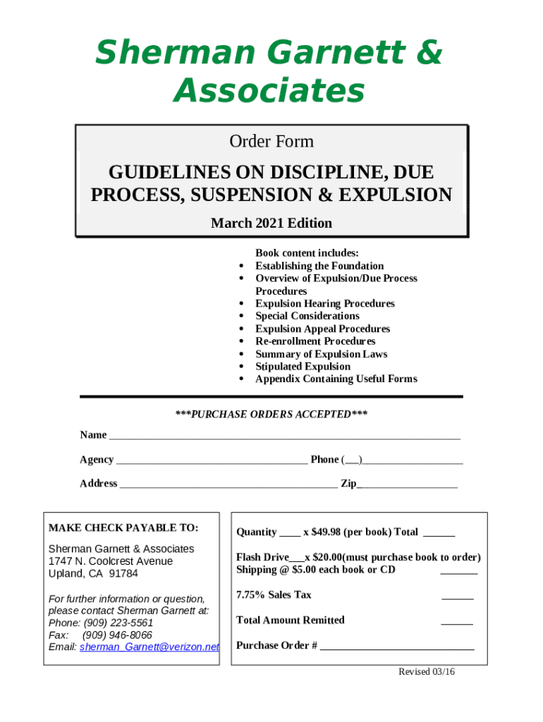 Discipline, Due Process, Suspension & Expulsion Doc Template | pdfFiller