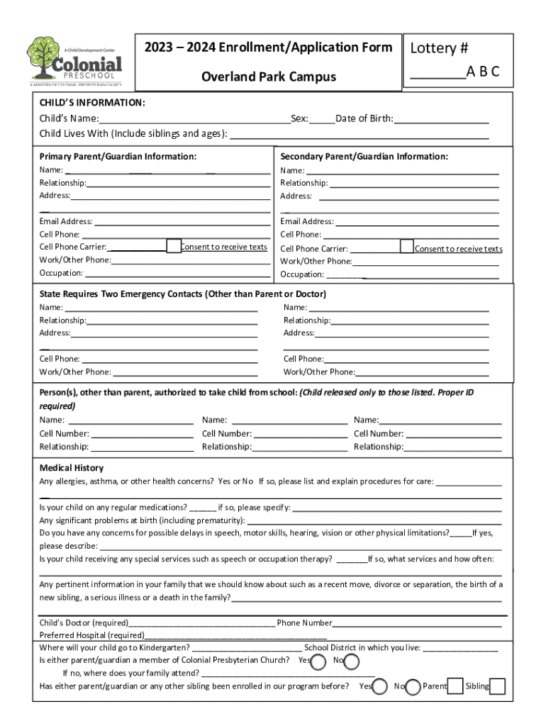 Fillable Online Enrollment form 2023-001 Fax Email Print - pdfFiller
