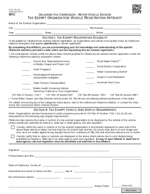 Fillable Online 701-29 Tax Exempt Organization Vehicle Registration Affidavit ... Fax Email ...