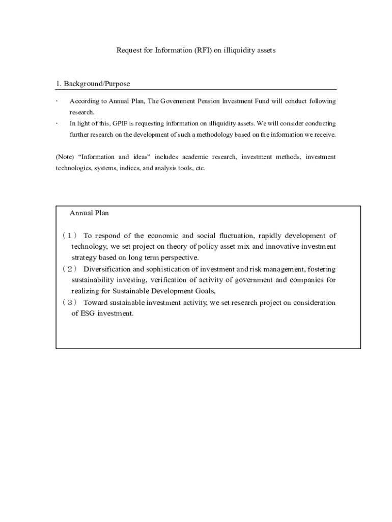 Fillable Online Request for Information (RFI) on illiquidity assets Fax ...
