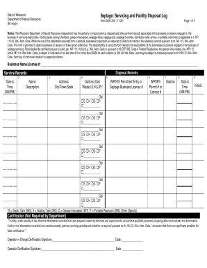 Fillable Online Septage: Servicing and Facility Disposal Log Fax Email ...