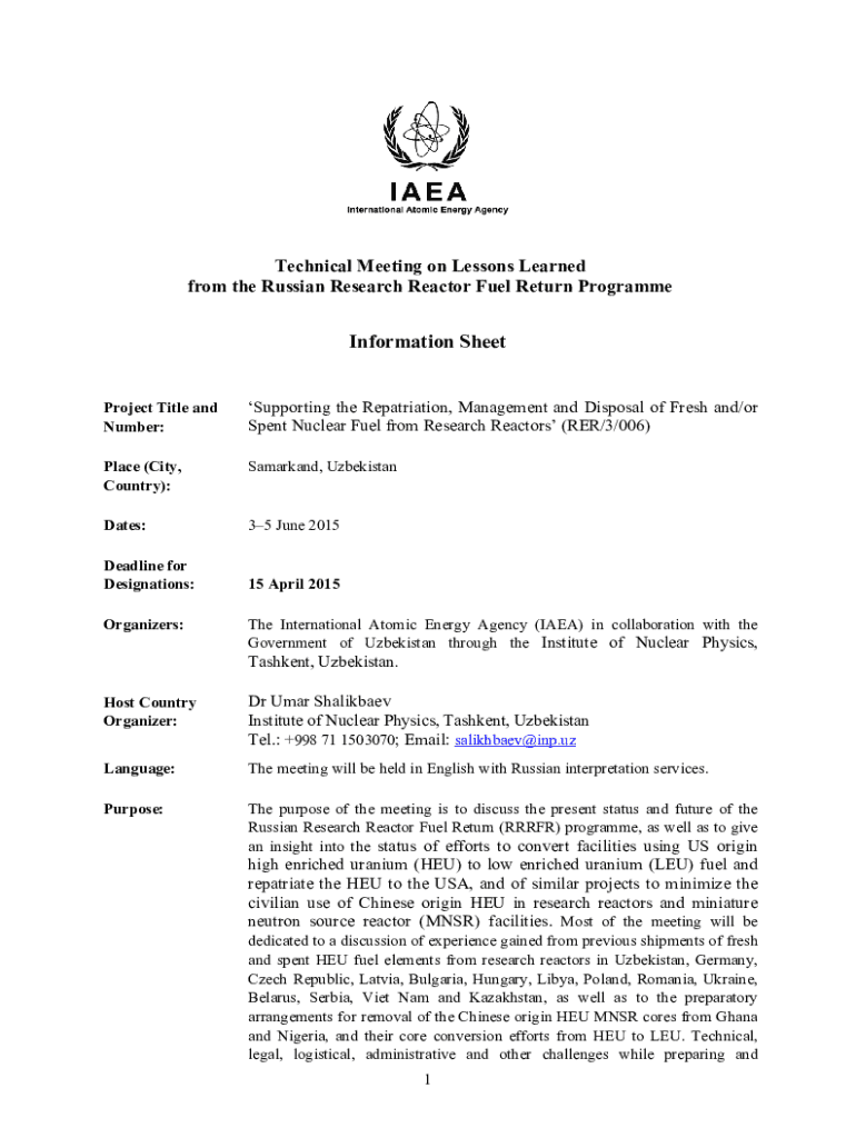 Fillable Online Twenty years of RERTR in Russia: past, present and ...