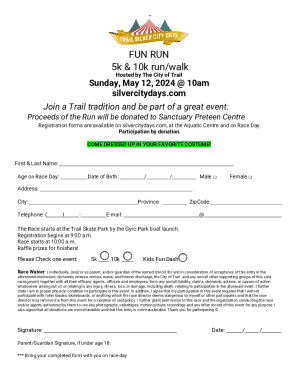 Fillable Online Printable 5K Registration Form. Order Template Fax ...