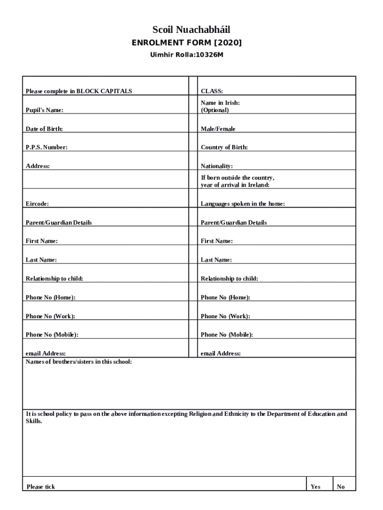 Enrolment- Word Doc Template | pdfFiller