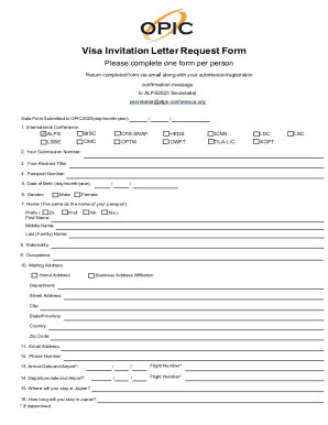 Fillable Online VISA Invitation Letter Request Form.pdf Fax Email Print ...
