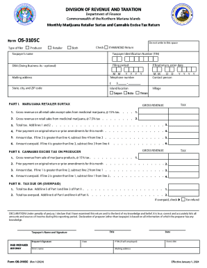 Fillable Online Form OS-3105C Monthly Marijuana Retailer Surtax and ...
