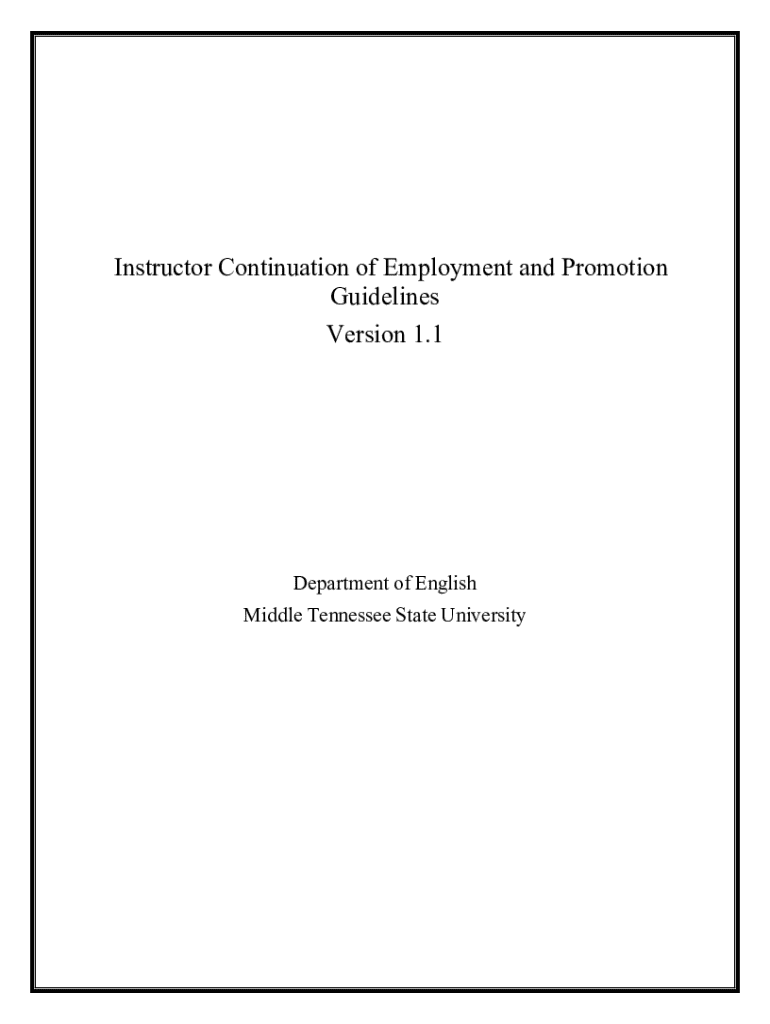 Fillable Online Instructor Continuation of Employment and Promotion ...