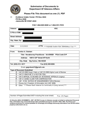 Fillable Online Miscellaneous topics - VA claims assistance Fax Email ...