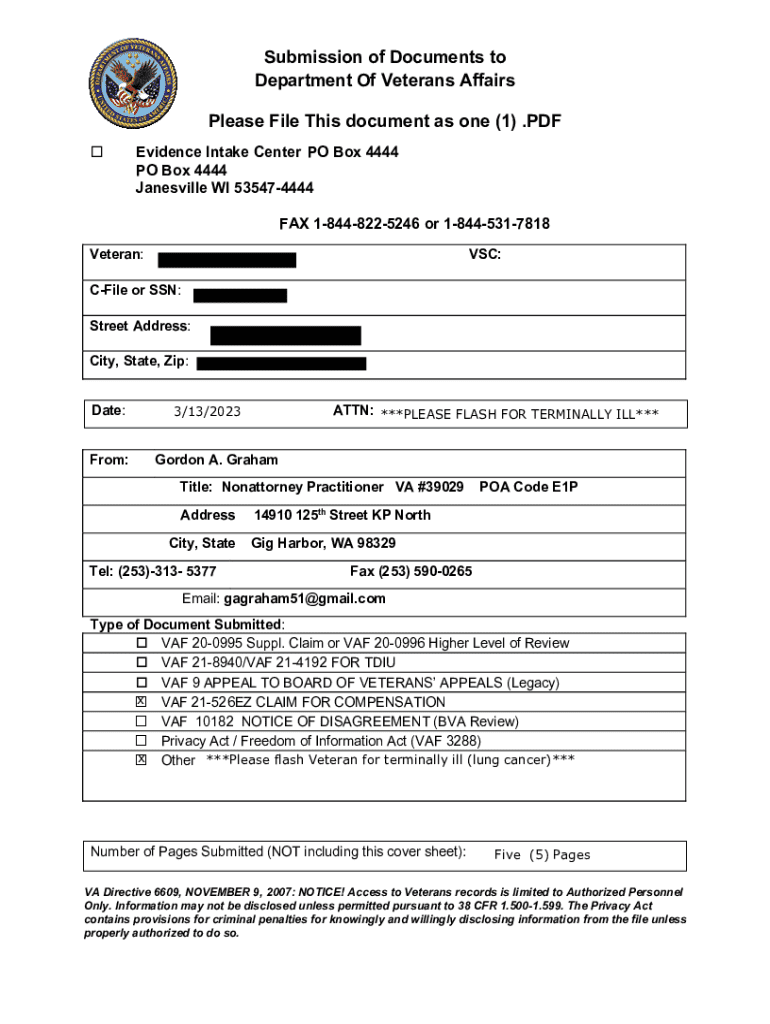 Fillable Online Miscellaneous topics - VA claims assistance Fax Email ...
