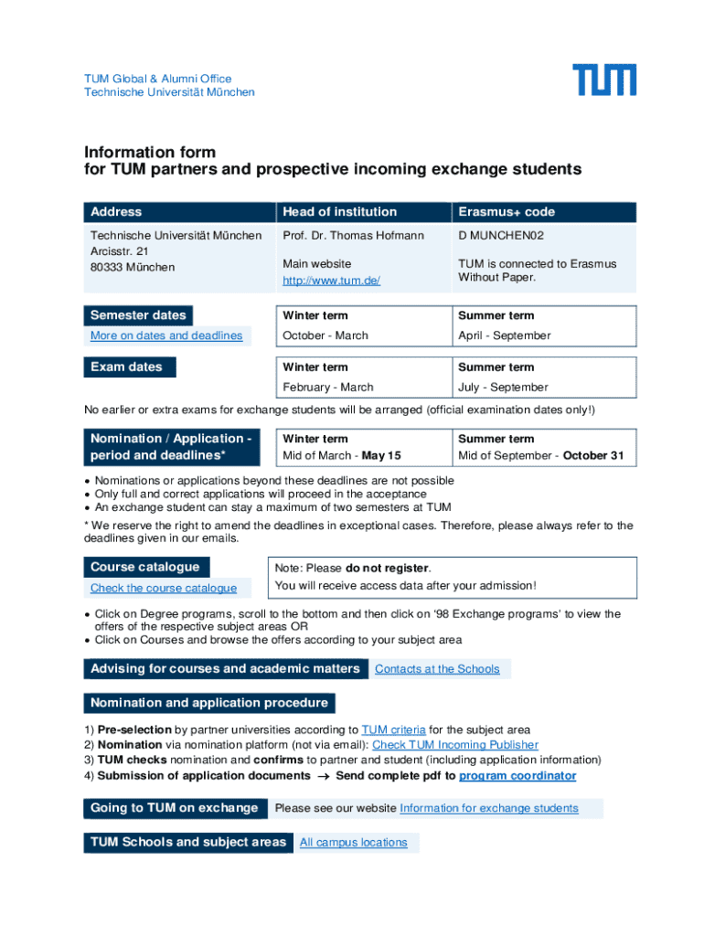 Fillable Online webdocs uni Information form for TUM partners and ...