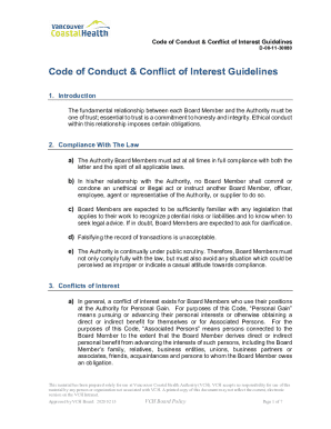 Fillable Online Code of Conduct and Conflict of Interest Guidelines for ...