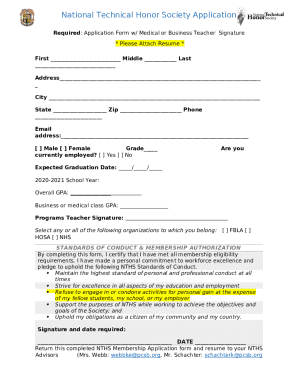 National Technical Honor Society Application ... Doc Template | pdfFiller