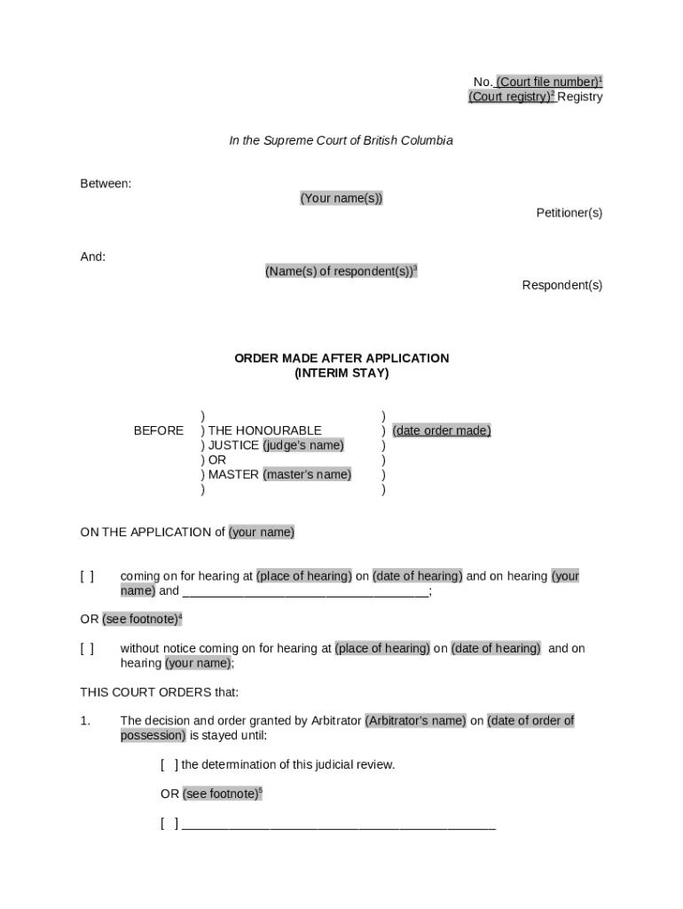 In the Supreme Court of British Columbia Between Appellant(s ... Doc ...
