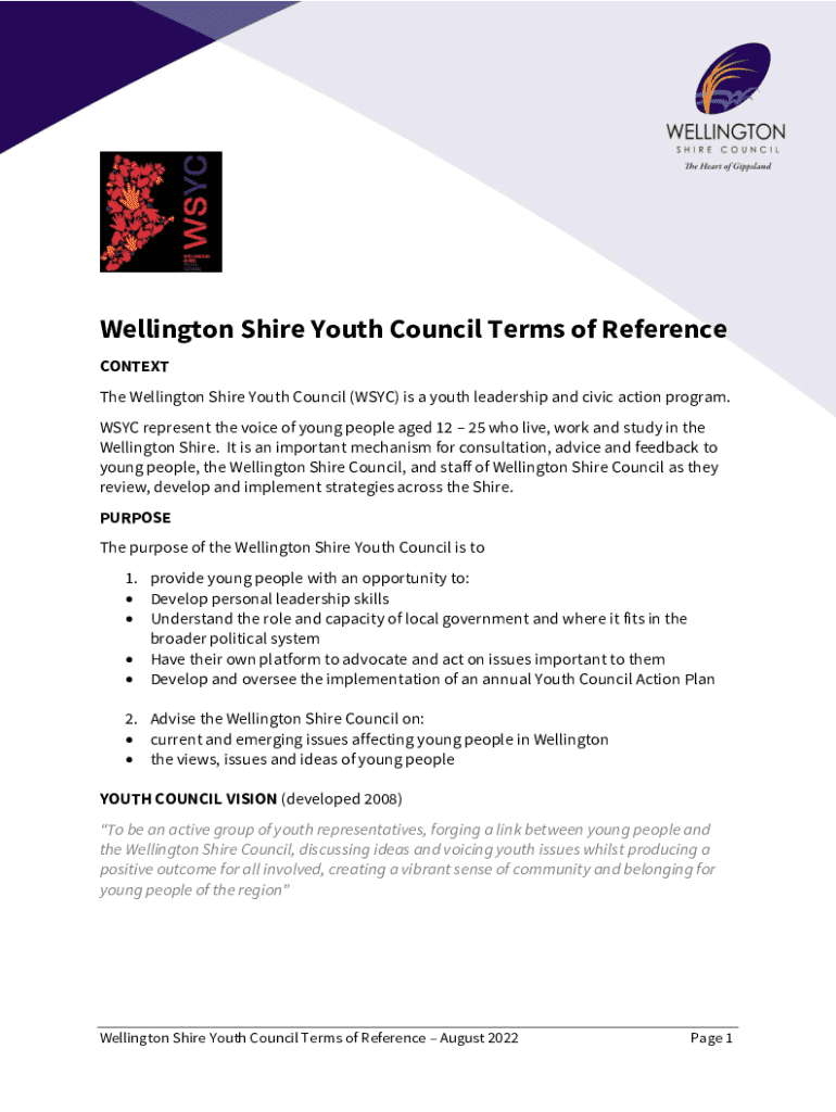 Fillable Online 2024 Wellington Shire Youth Council Application Form Fax Email Print - pdfFiller