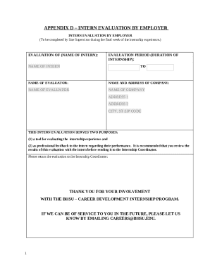 Employer's Intern Evaluation Doc Template | pdfFiller