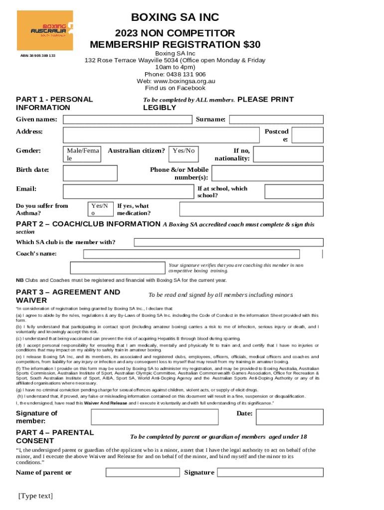 Boxer Registration . Revision 5 Doc Template | pdfFiller