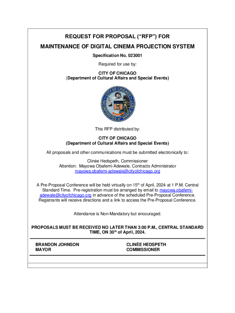 Fillable Online Request For Proposals (RFP) for Maintenance of Digital ...