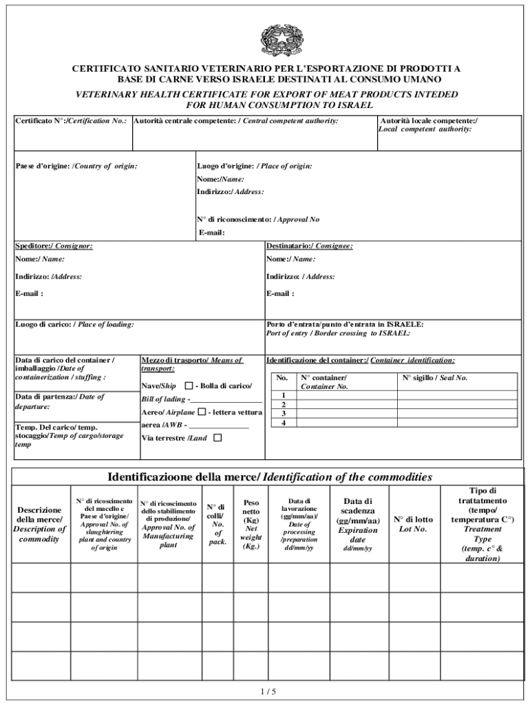 Fillable Online (Signature of Official Veterinarian) Veterinary ...