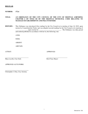 Fillable Online 172.6 TITLE: AN ORDINANCE OF THE CITY COUNCIL OF ...