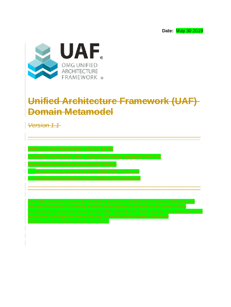 About the Unified Architecture Framework Specification ... Doc Template ...