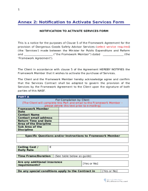 Annex 2: Notification to Activate Services Doc Template | pdfFiller