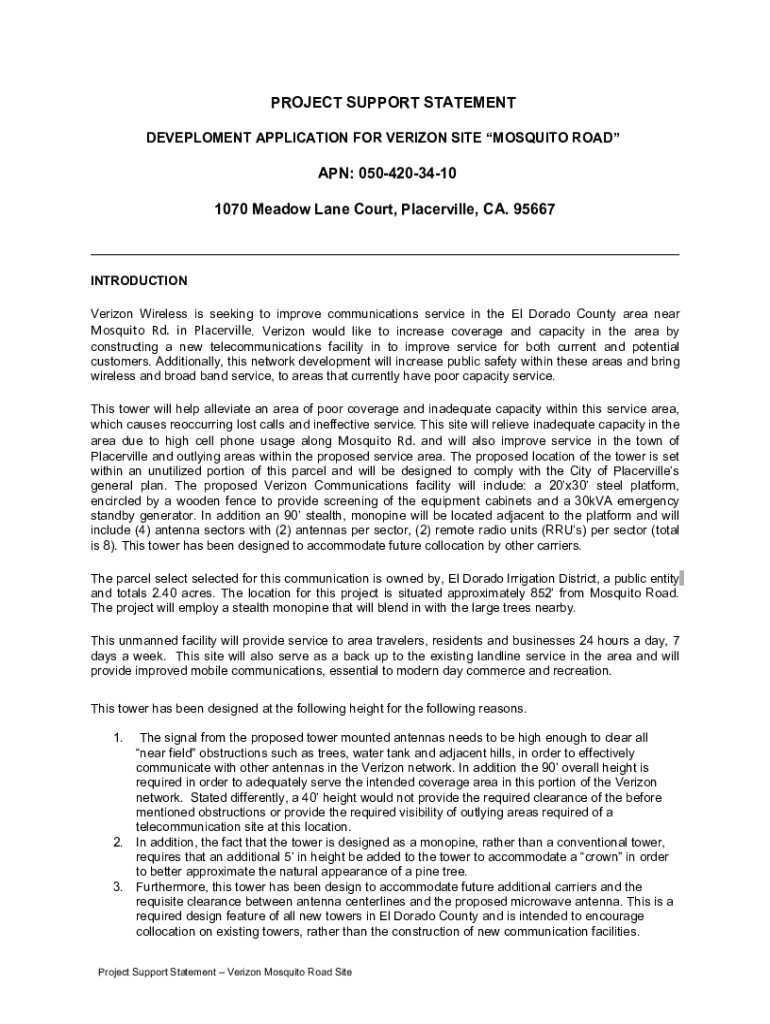 Fillable Online PROJECT SUPPORT STATEMENT DEVEPLOMENT ... Fax Email Print - pdfFiller