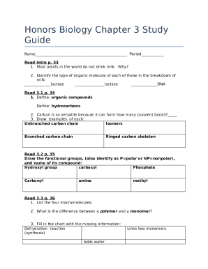 Honors Biology Chapter 3 study guide Flashcards Doc Template | pdfFiller