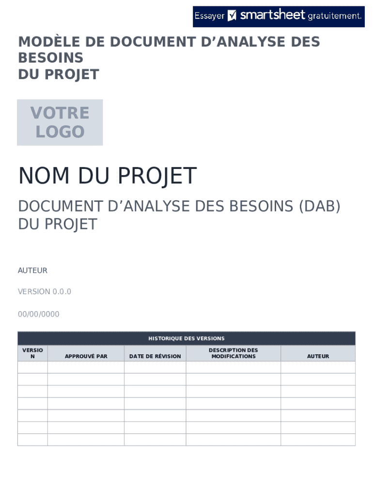 modle de document d'analyse des besoins du projet votre ... Doc Template | pdfFiller