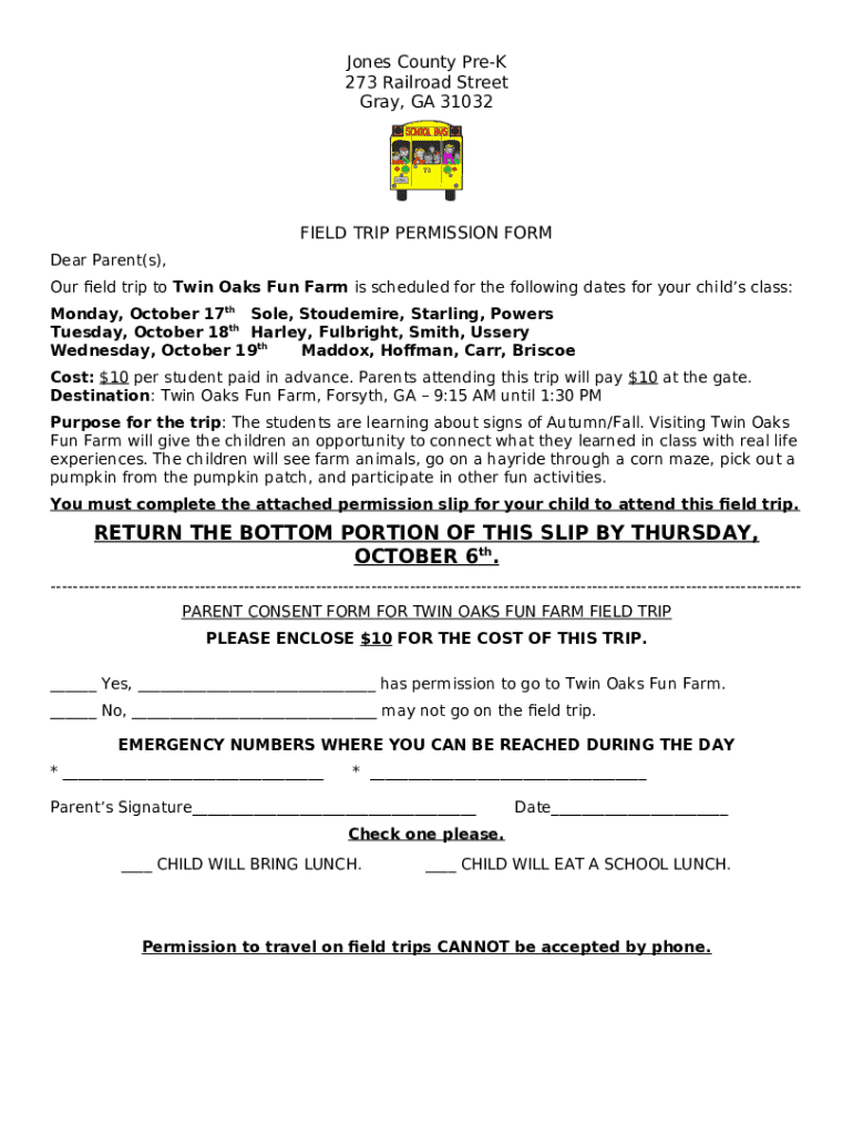 Twin Oaks Fun Farm Field Trip Maddox, Hoffman, Carr, Briscoe Doc Template | pdfFiller