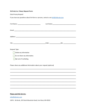Fillable Online Ski Brule Inc. Privacy Request Form Fax Email Print ...