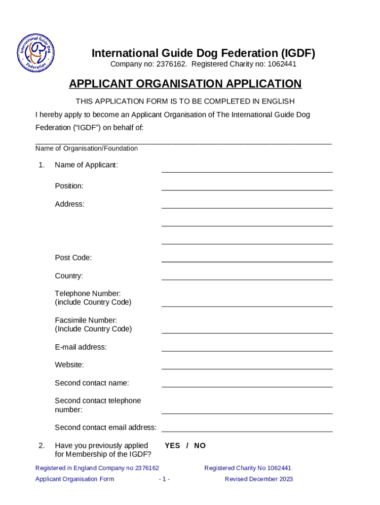 Application for Applicant Organisations Download Doc Template | pdfFiller
