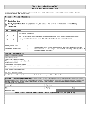 Fillable Online Shared Accounting Module (SAM) Agency User ...