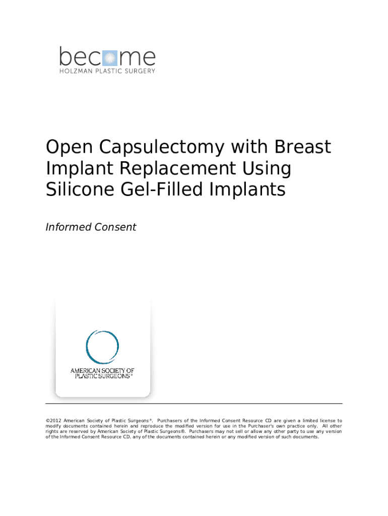 Open Capsulectomy with Breast Implant Replacement Using ... Doc ...