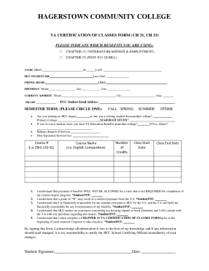 Fillable Online VA Certification of Classes Form CH 31 (VR&E) and CH 33 ...