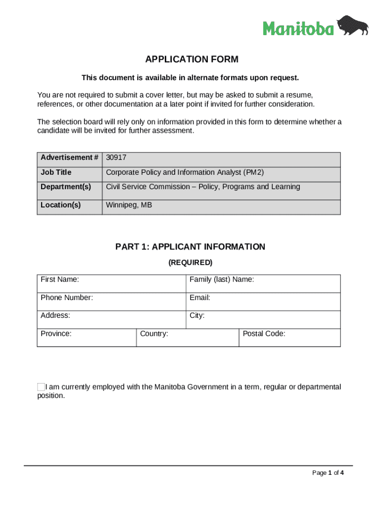 Corporate Policy and Ination Analyst (PM2) Doc Template | pdfFiller