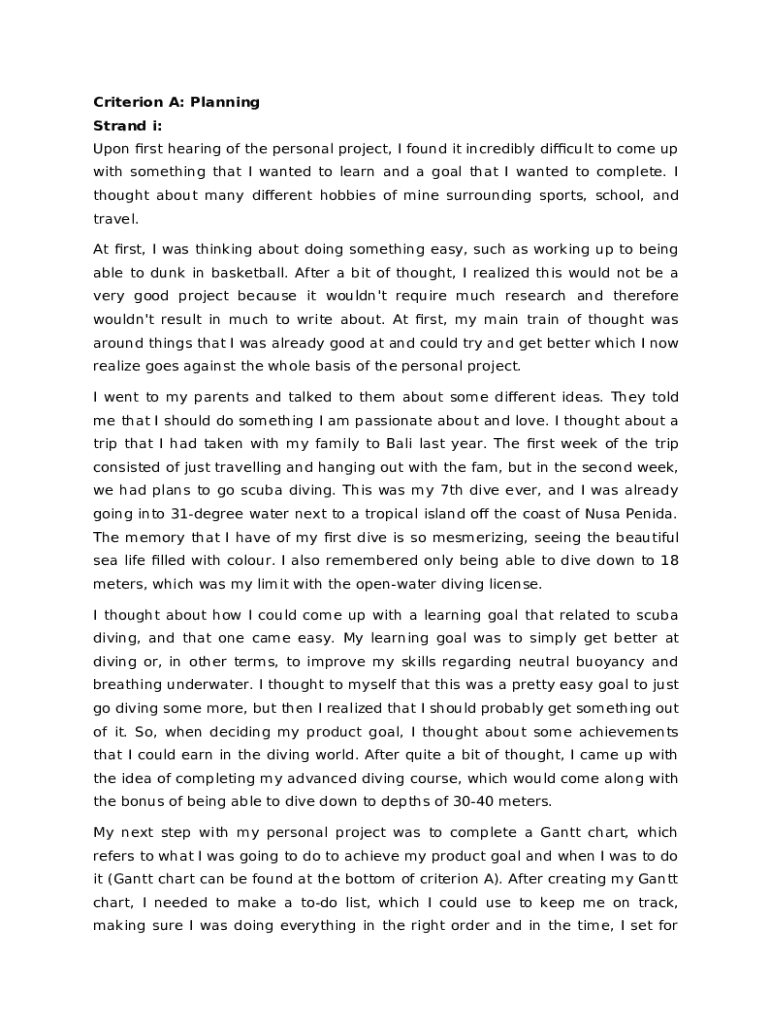 How to score a 24/24: IB MYP Personal Project Criterion C ... Doc ...