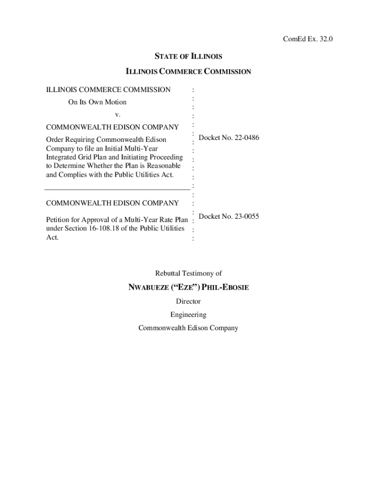 Fillable Online icc illinois ComEd Ex. 32.0 ILLINOIS COMMERCE ...