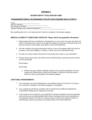 Fillable Online APPENDIX A GENDER IDENTITY DECLARATION FORM ... Fax ...