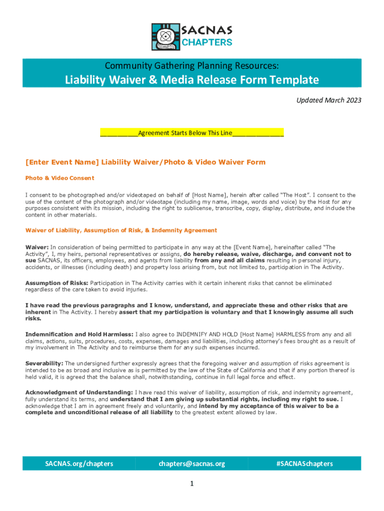 Fillable Online Liability Waiver & Media Release Form Template Fax Email Print - pdfFiller