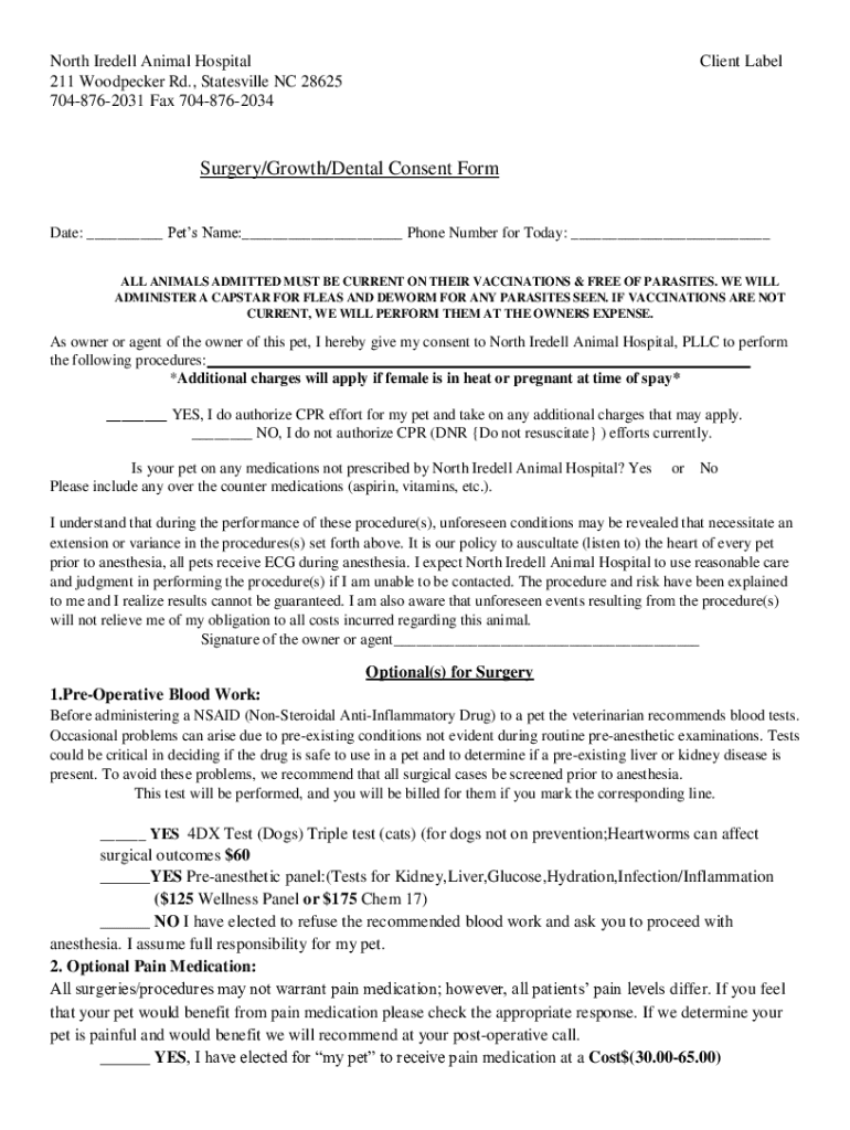 Fillable Online Dental/Dental Extraction Consent Form Fax Email Print ...