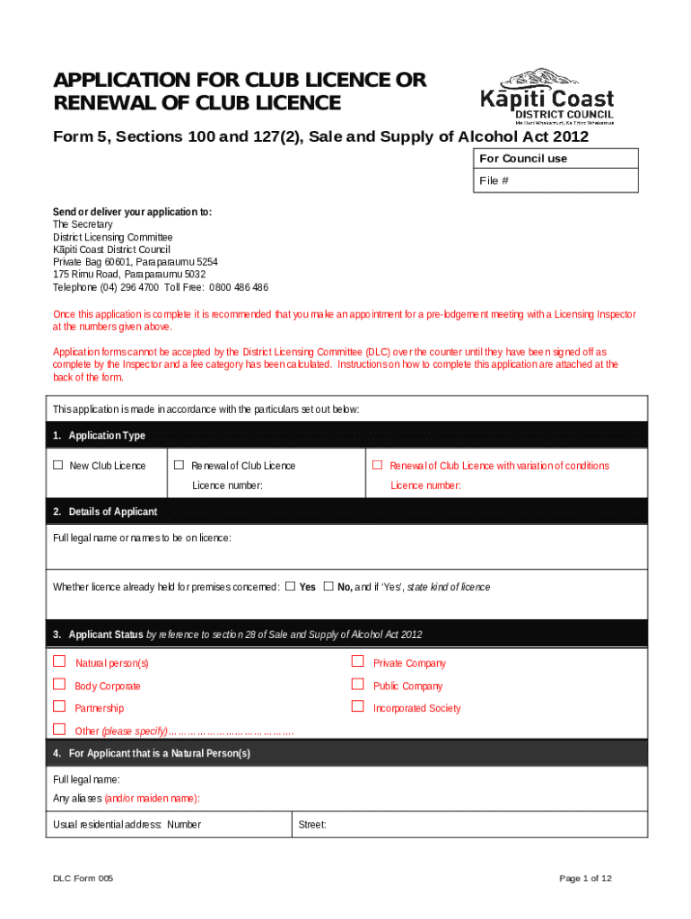 DLC 005 Application for Club Licence or Renewal of Club Licence.docx ...