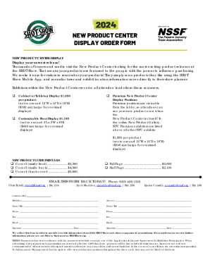 Fillable Online NEW PRODUCT CENTER DISPLAY ORDER FORM Fax Email Print ...