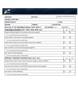 Fillable Online Nuclear Gauge - Visual Inspection Form Fax Email Print ...