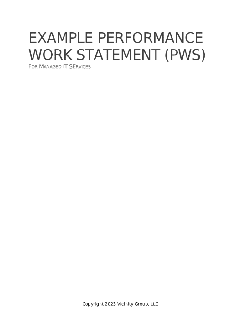 SAMPLE Services Perance Work Statement Writing ... Doc Template | pdfFiller