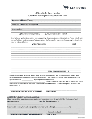 Fillable Online Draw Request Form - Lexingtonky.gov Fax Email Print ...
