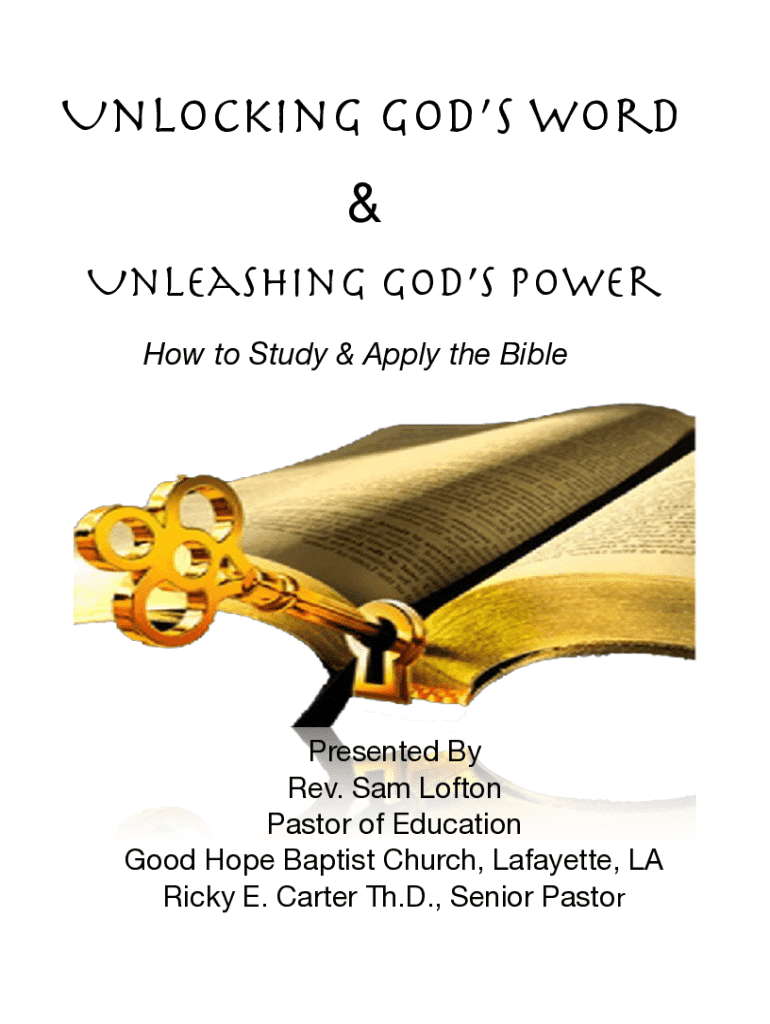 Fillable Online Unlocking God's Word & Unleahsing God's Power Lesson 1 ...
