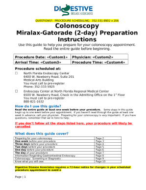 Colonoscopy Miralax-Gatorade (2-day) Preparation ... Doc Template ...